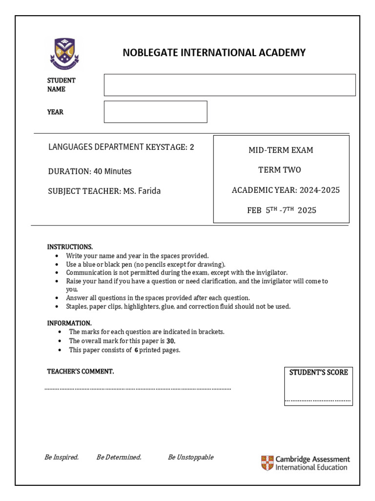 25 Cps Yr 5 English (11pgs) Eot1-1 | PDF | Spaceflight | Outer Space