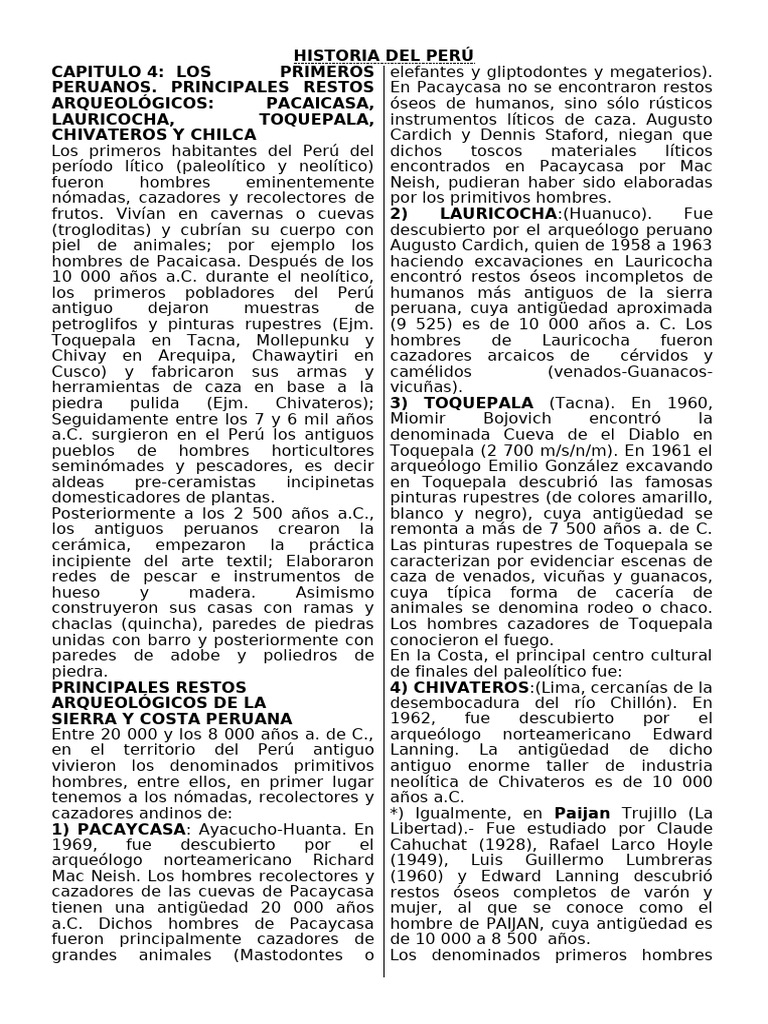Los Primeros Peruanos-1 | PDF | Perú