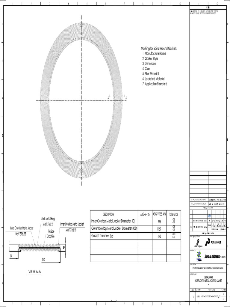 Abg1 3210005822 m0 DW 000 02 Rev.0 Detail Drawing Gasket | PDF