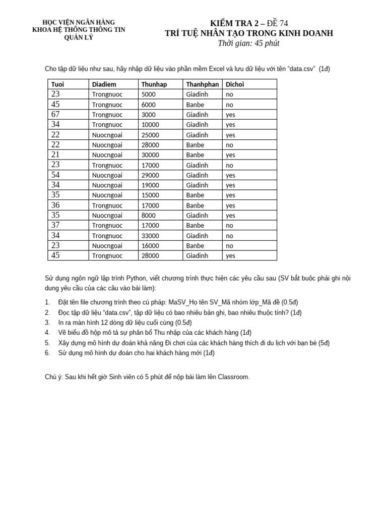 Kiểm Tra 2 - Đề 74 | PDF