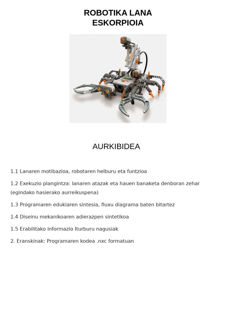Robotika Lana eskorpioia | PDF