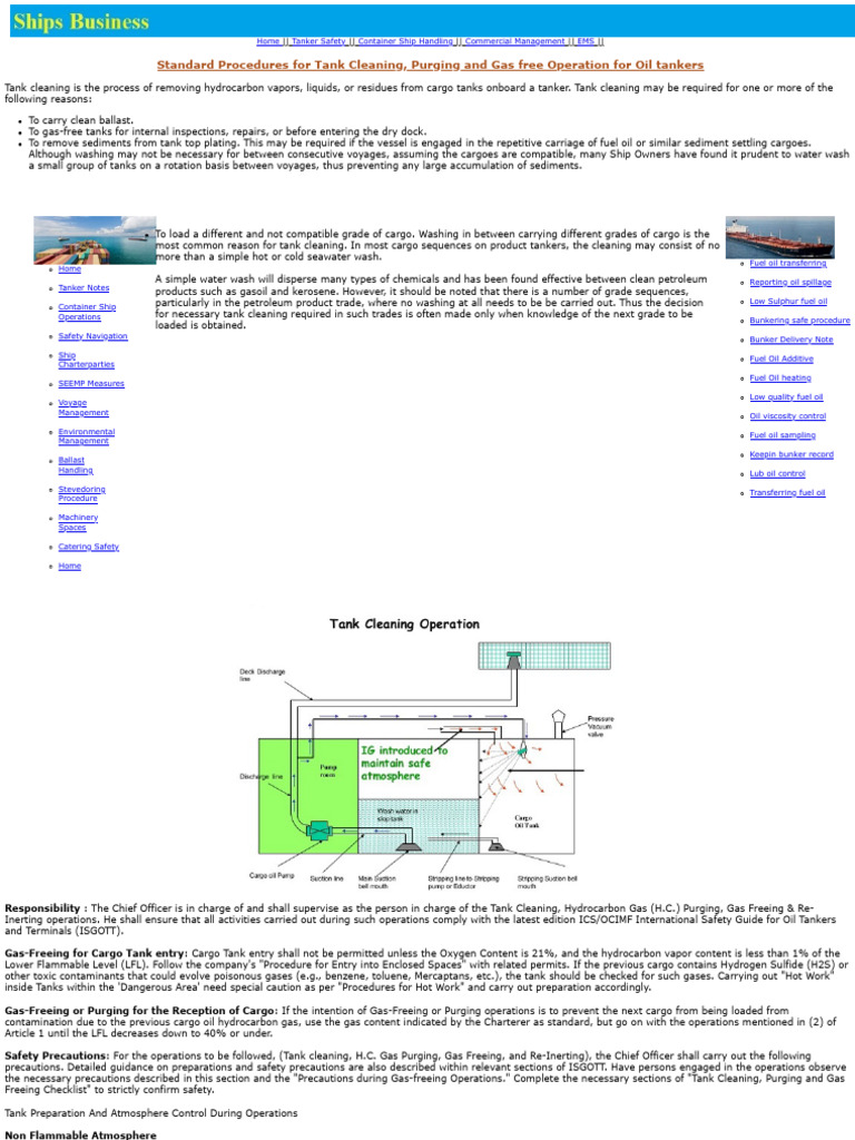 Standard Procedures For Tank Cleaning, Purging and Gas Free Operation ...