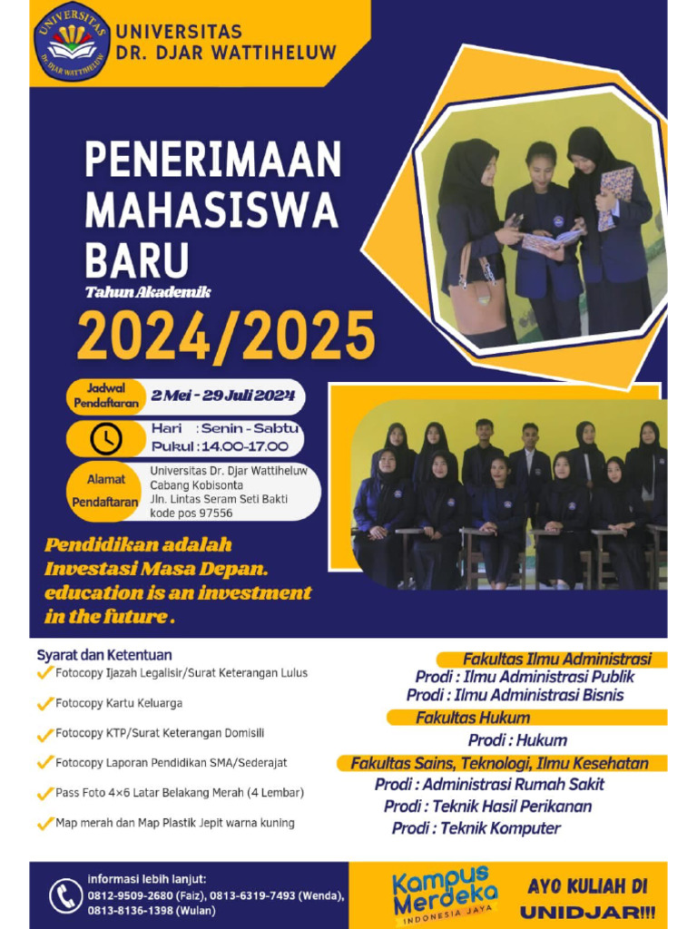 Word Penerimaan Mahasiwa Baru Unidjar | PDF