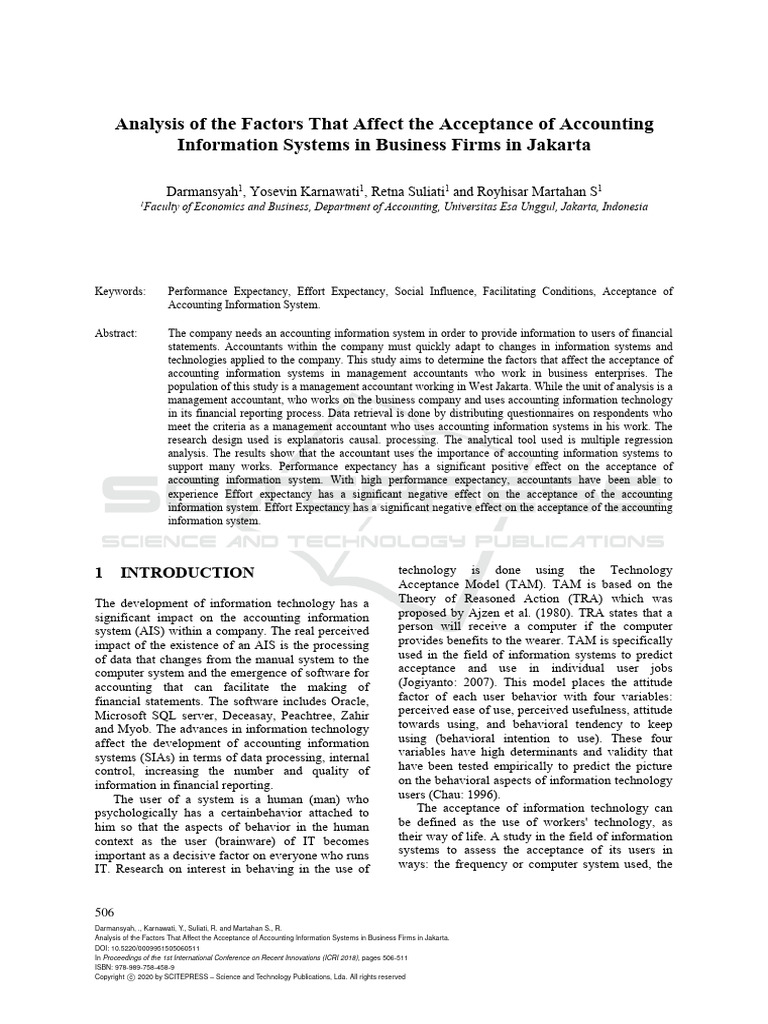 Analysis of The Factors That Affect The Acceptance of Accounting | PDF ...