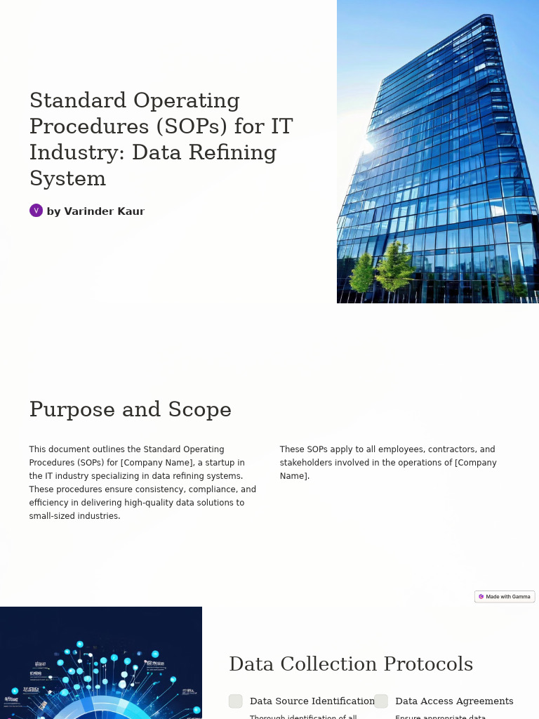Standard Operating Procedures SOPs For IT Industry Data Refining System ...