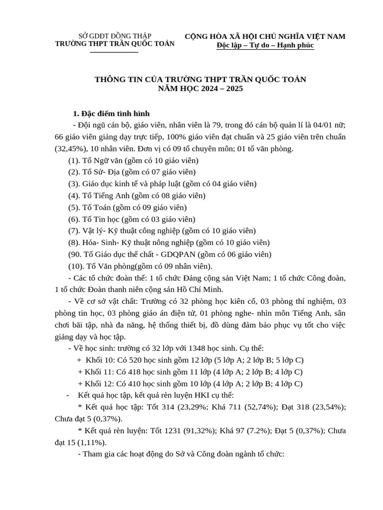 Thông Tin C A Trư NG TQT | PDF