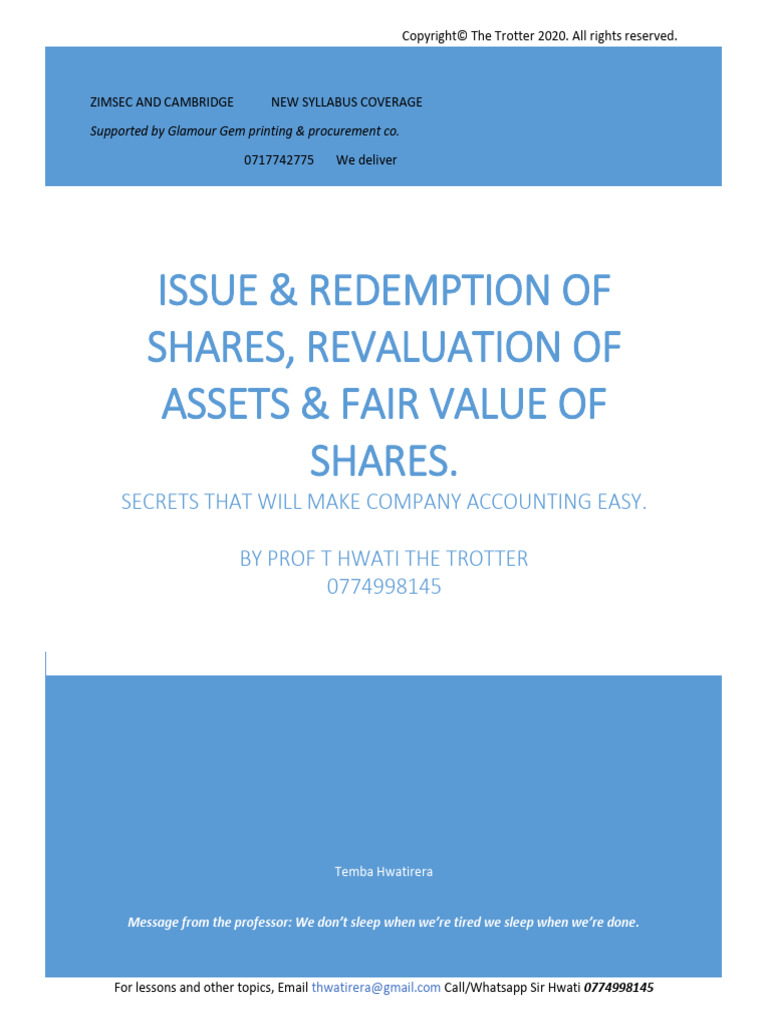 Acc-Issue and Redemption of Shares | PDF | Debits And Credits ...