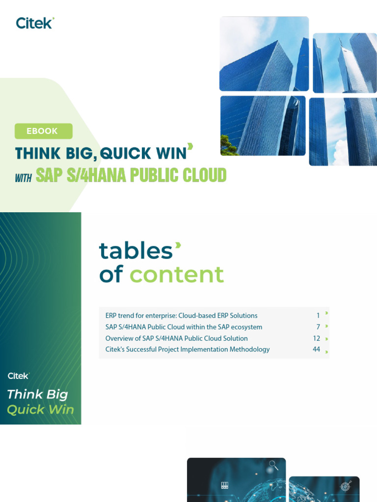 Ebook Think Big Quick Win With Sap S4hana Public Cloud | PDF | Cloud Computing | Enterprise ...