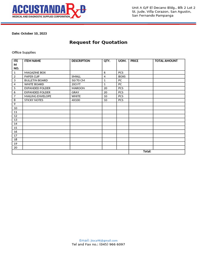 For RFQ Accu 0009 | PDF