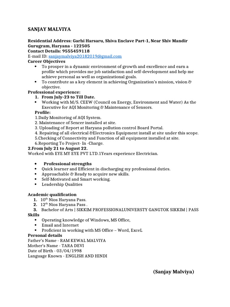 Sanjay Resume | PDF