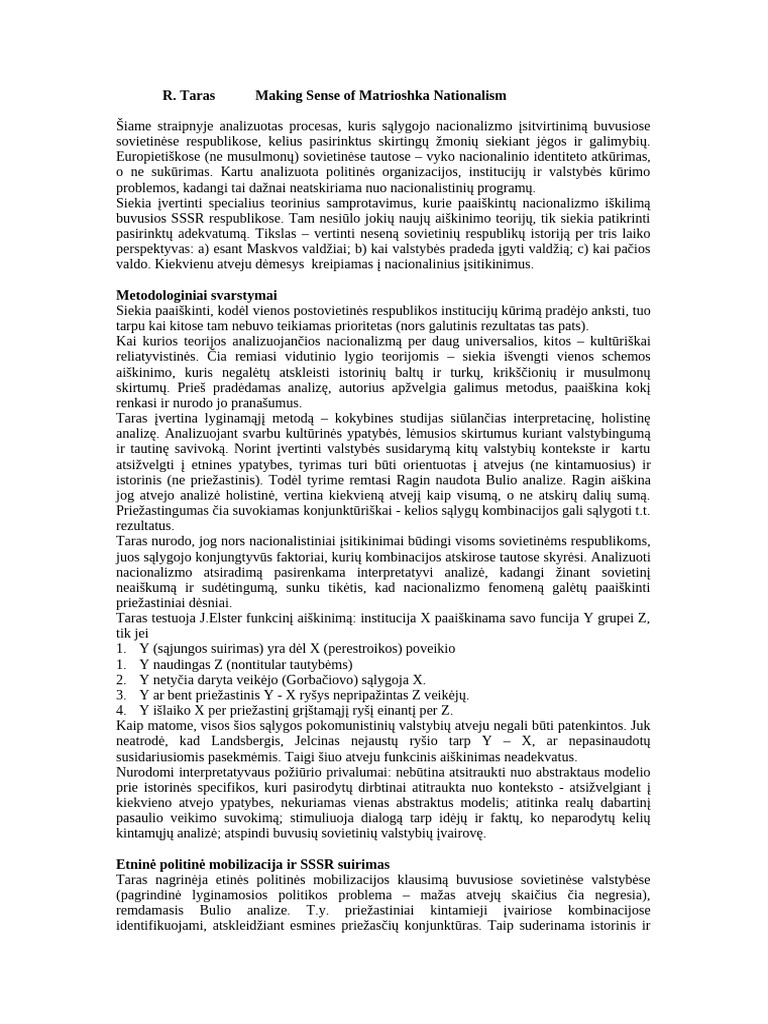 R. Taras Making Sense of Matrioshka Nationalism | PDF