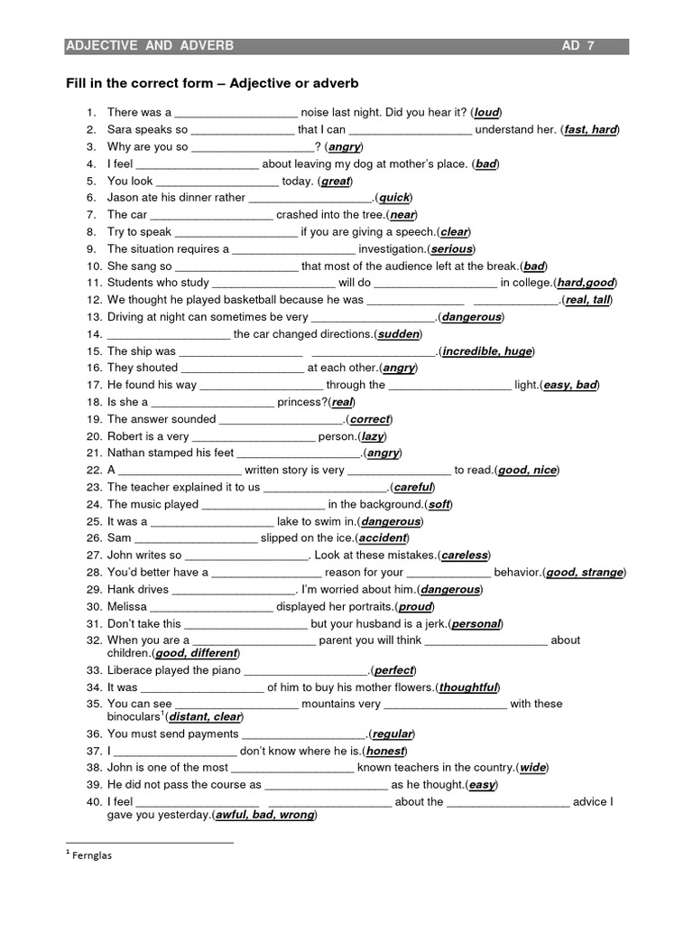 Adjective Vs Adverb AD7 (NK) | PDF | Adverb