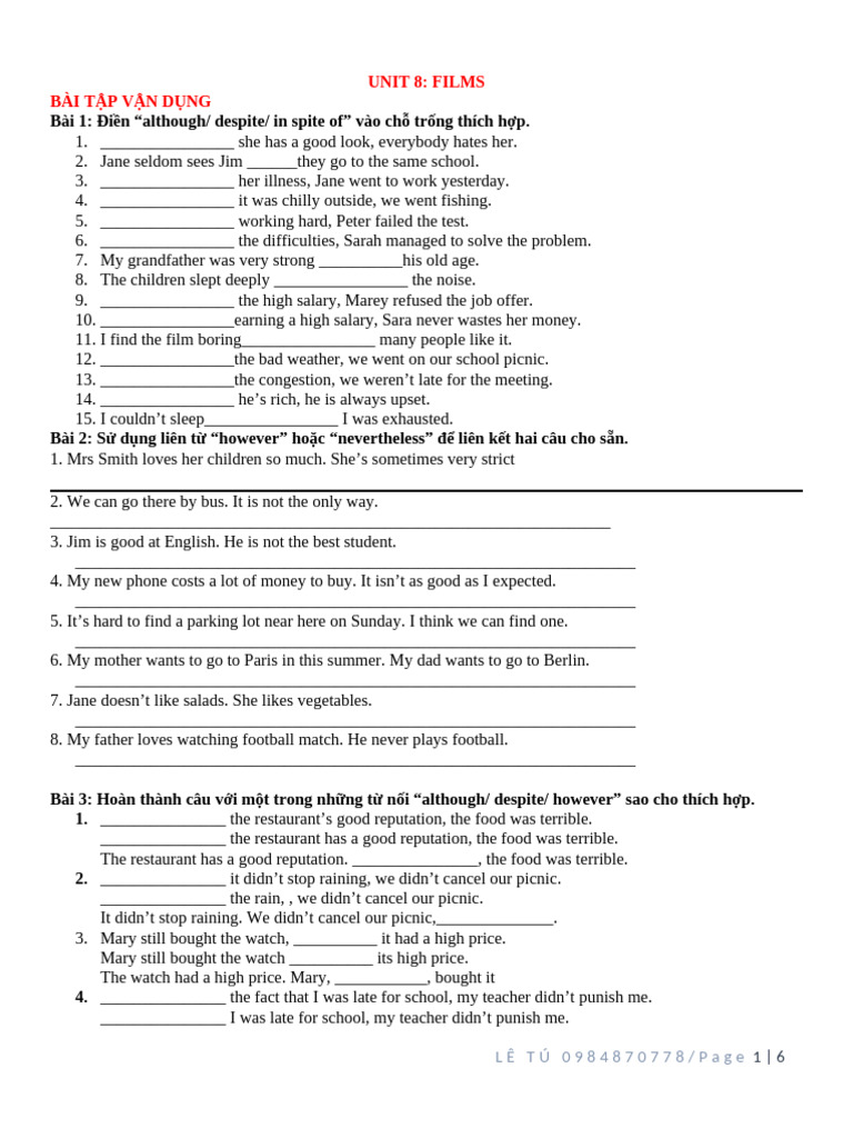 Bài Tập Bổ Trợ Anh 7 Global Năm Học 2022 2023 Unit 8 Global 7 Hs | PDF
