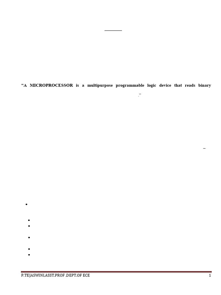 JNTUA Microprocessors and Microcontrollers Notes - R20 | PDF ...