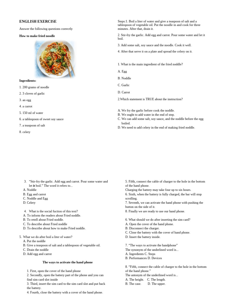 Latihan Soal Procedure Dan Label Text | PDF | Garlic | Stir Frying