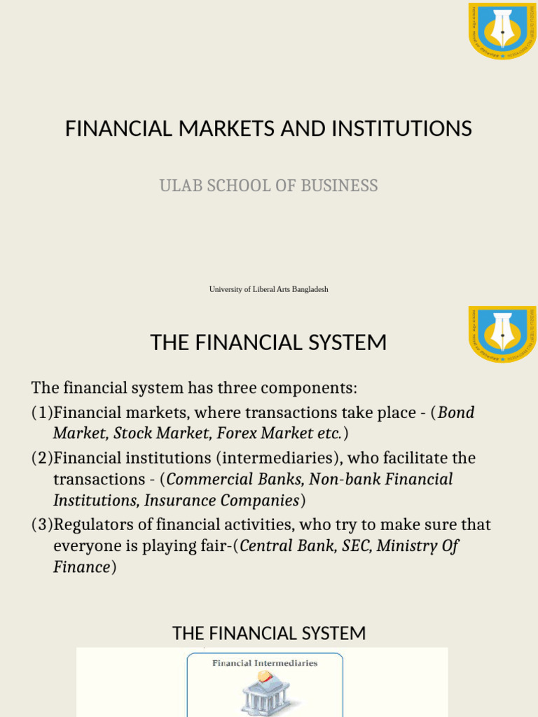 Basics of Financial Markets and Institutions | PDF | Banks | Securities ...
