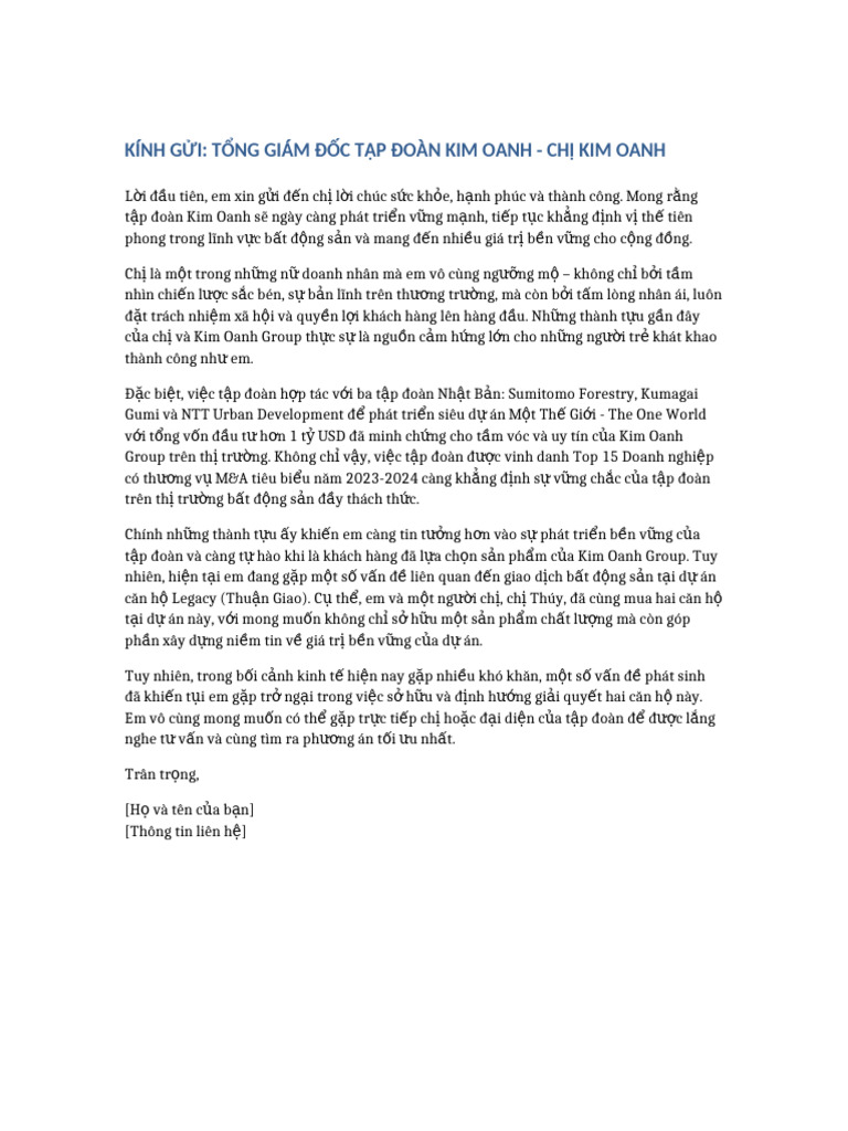 Thu - Gui - Kim - Oanh - Sao Chép | PDF