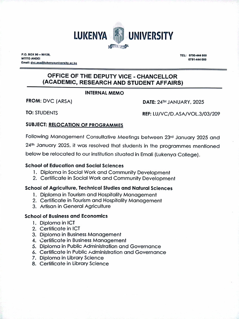 Relocation of Programmes | PDF