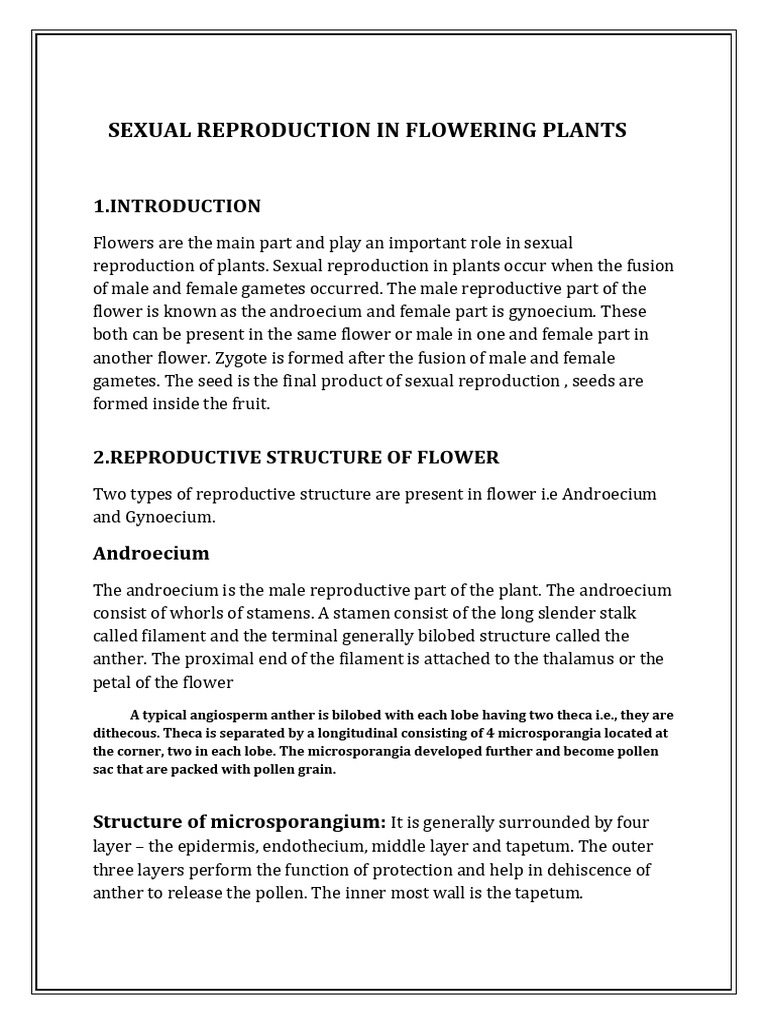 Sexual Reproduction in Flowering Plants | PDF | Flowers | Sexual ...