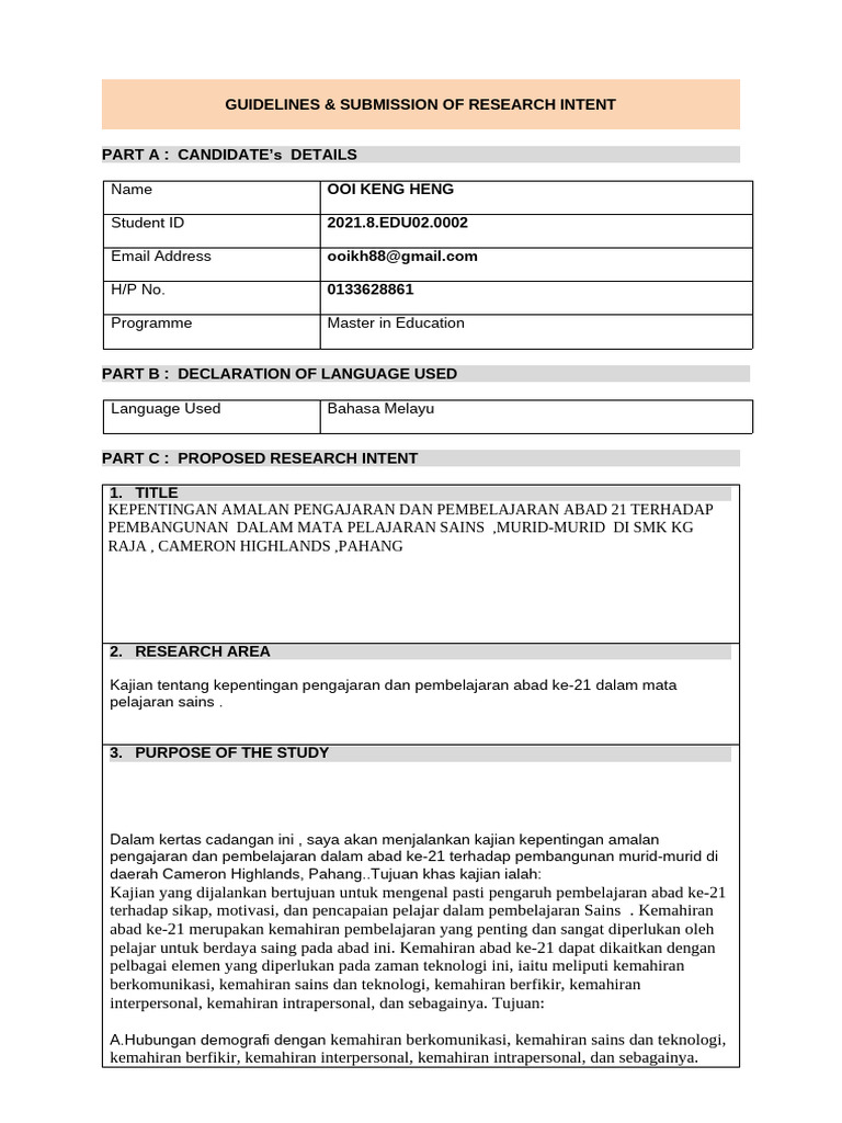 Research Intent Form | PDF