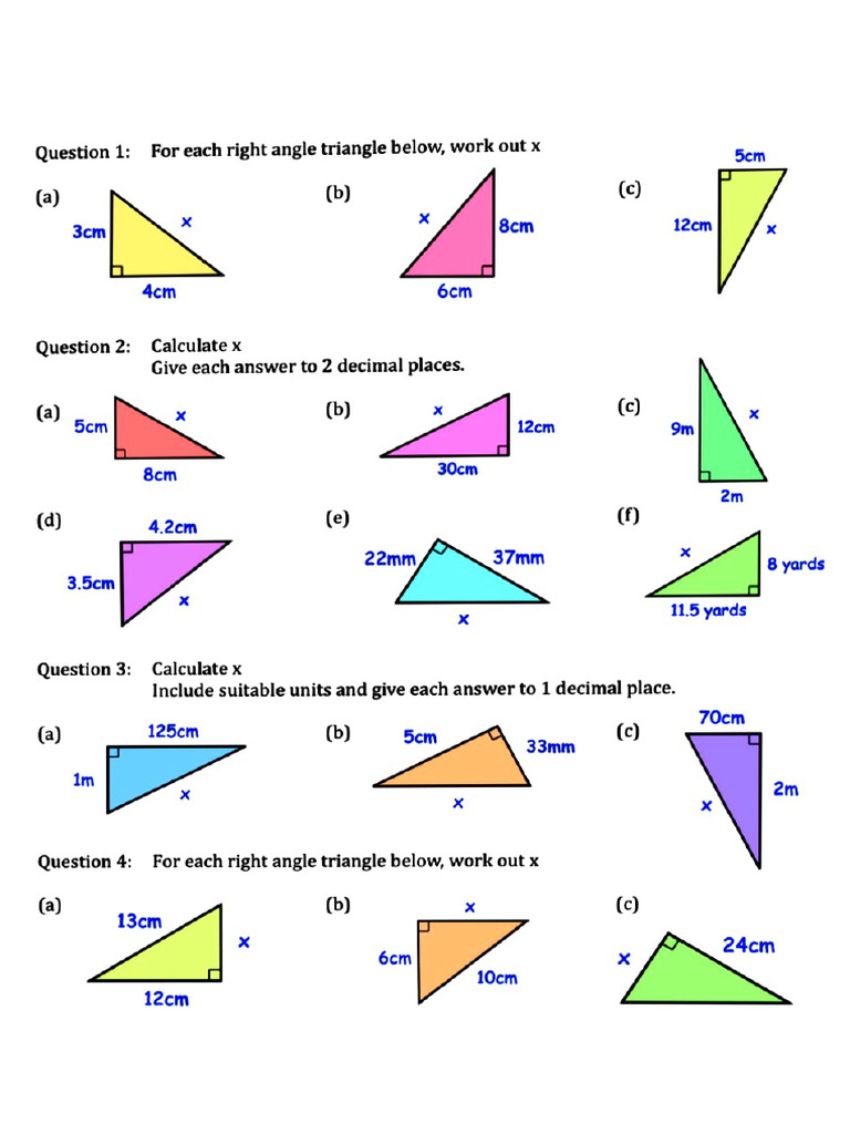 Pythagoras Theorem Worksheet | PDF