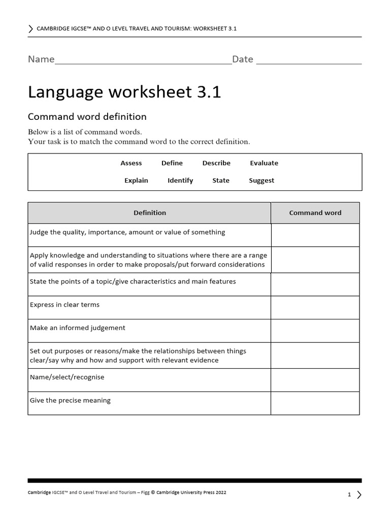 Igcse TT Language Worksheet 3.1 | PDF