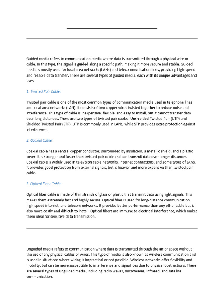 Types of Communication Media Explained | PDF | Transmission Medium | Radio