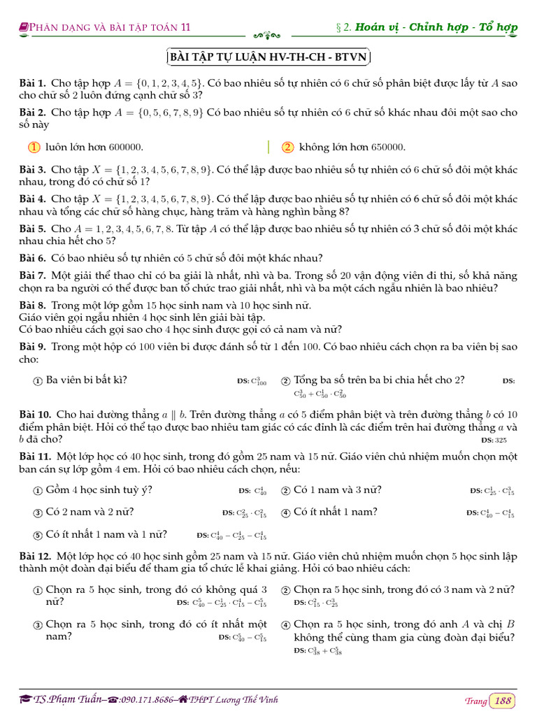 Bài Tập Tự Luận Hv-Th-Ch - Btvn Bài 1. Bài 2.: TS.Phạm Tuấn | PDF
