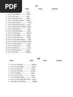 Plumbing Material List with Prices | PDF