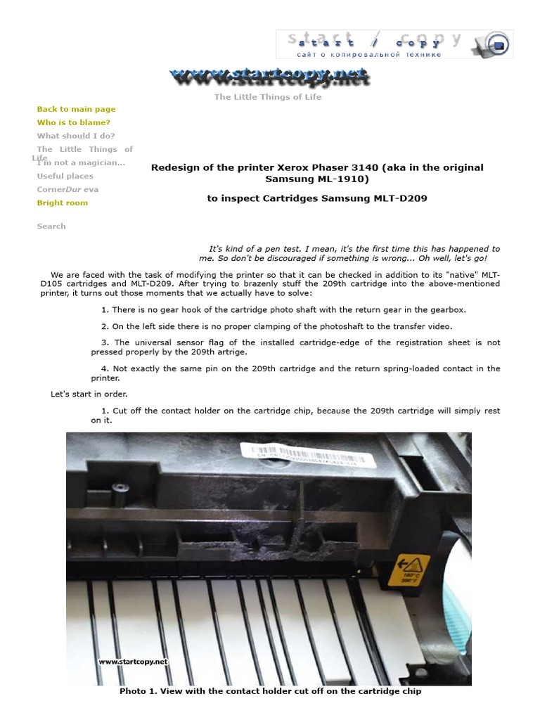 Redesign of The Xerox Phaser 3140 Printer (Aka in The Original Samsung ...