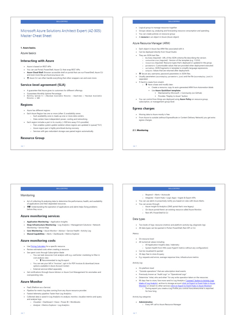 AZ 305 Master Cheat Sheet | PDF | Microsoft Azure | Computer Network