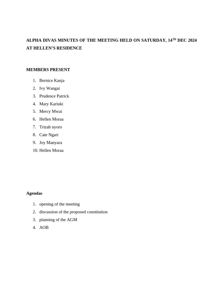Alpha Divas Minutes. Dec 2024 | PDF | Government