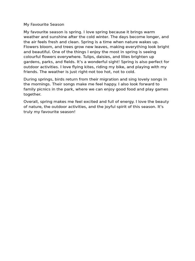 Why Spring is My Favourite Season | PDF