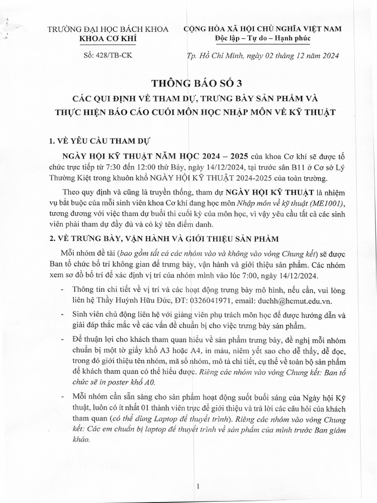 2024.12.02 - 428.TB - CK - Thong Bao So 3 Cac Quy Dinh Ve Tham Du, Trung Bay San Pham Va Thuc ...