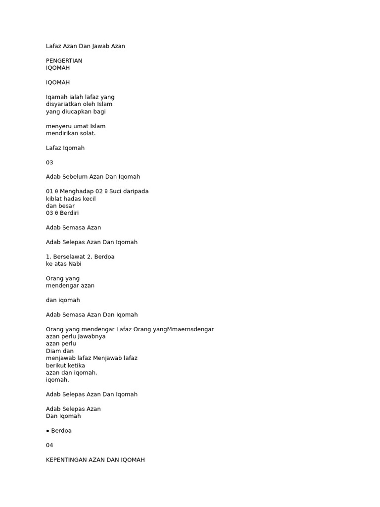 Lafaz Azan Dan Jawab Azan | PDF
