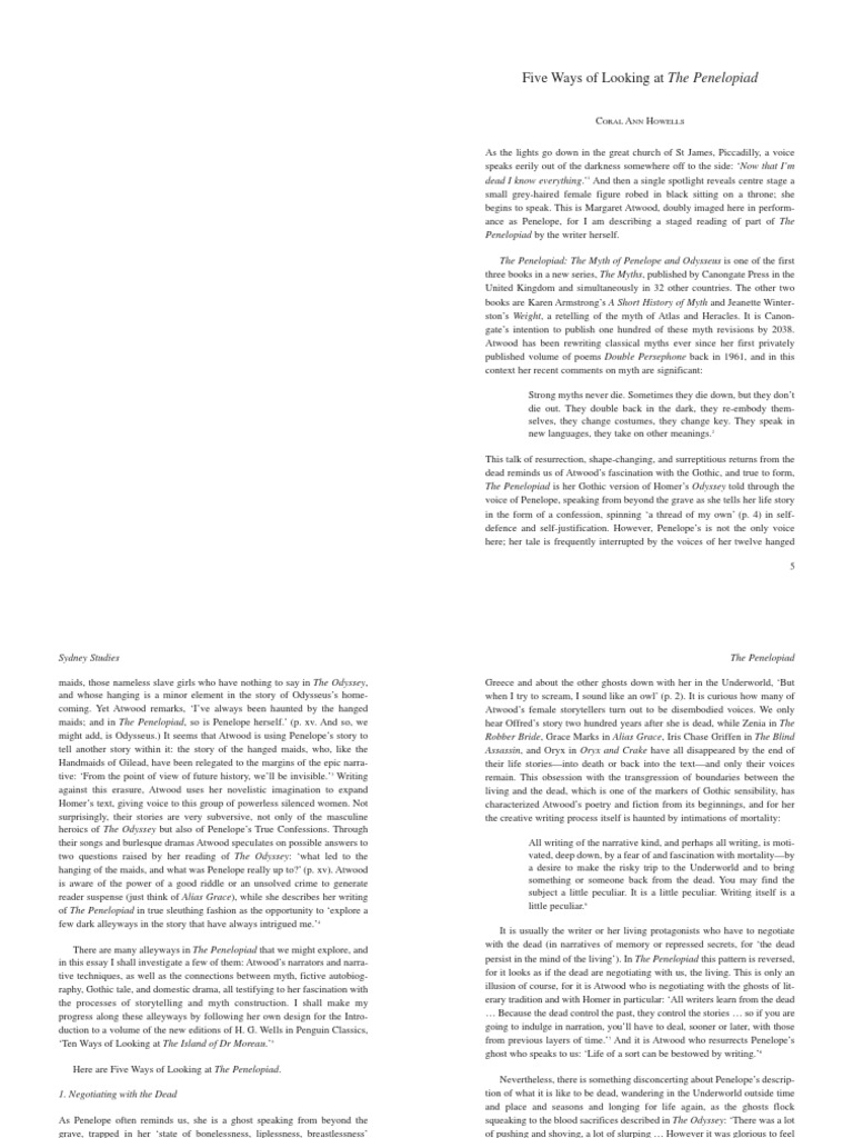 Exploring The Penelopiad's Voices | PDF | Odyssey | Penelope
