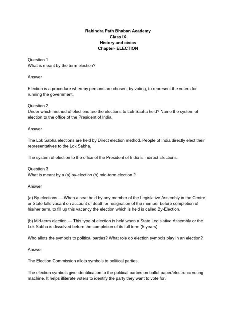 Understanding Elections in India: Class IX | PDF | Elections ...