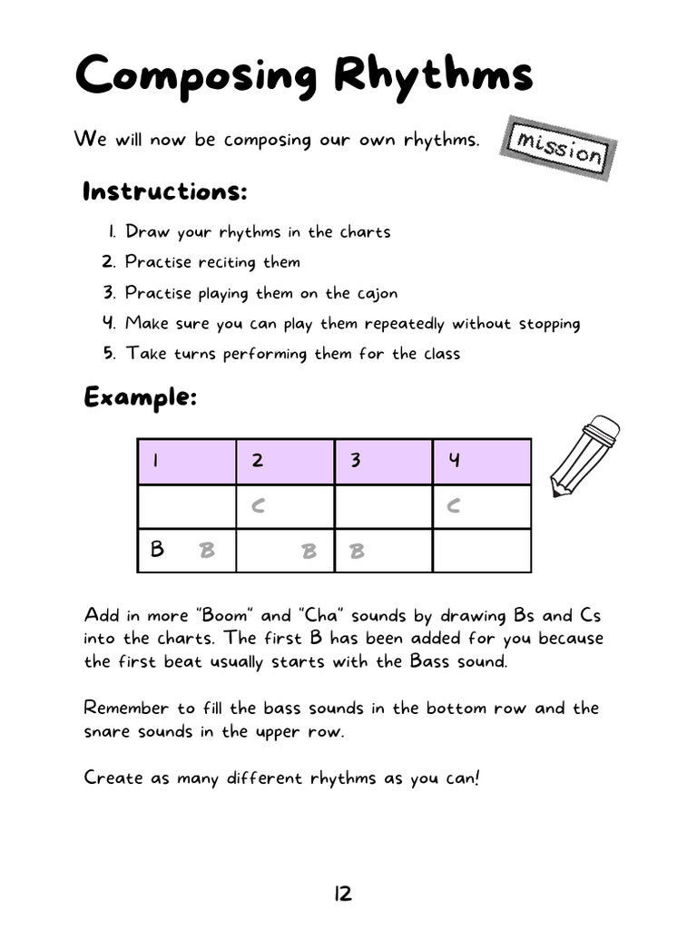 Assessment - Composing Rhythmic Patterns For The Cajon | PDF