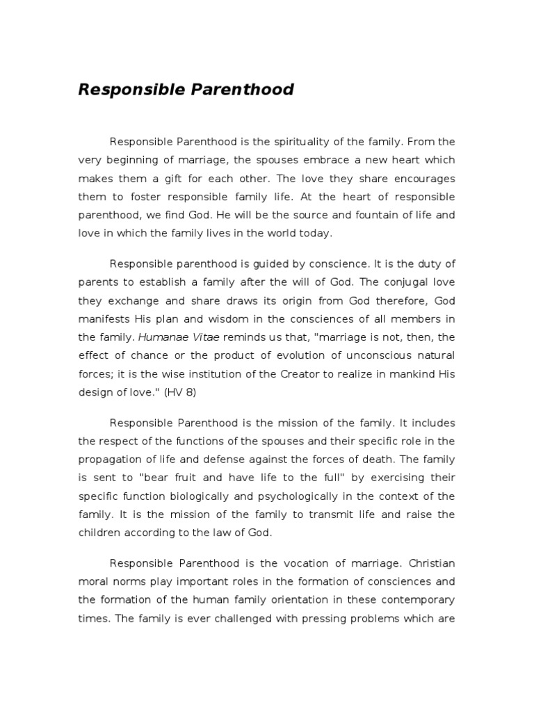Responsible Parenthood | PDF | Conscience | Parenting