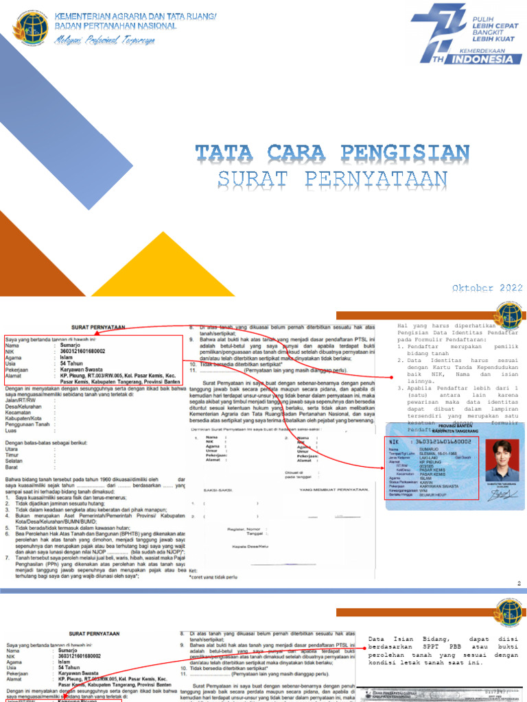 Tata Cara Pengisian Surat Pernyataan | PDF