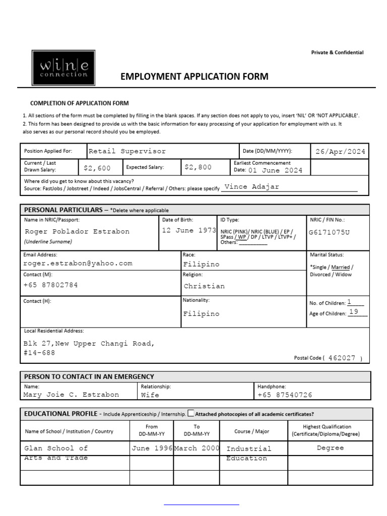 Employment Application Form - April 2024 - With Sign | PDF | Justice ...