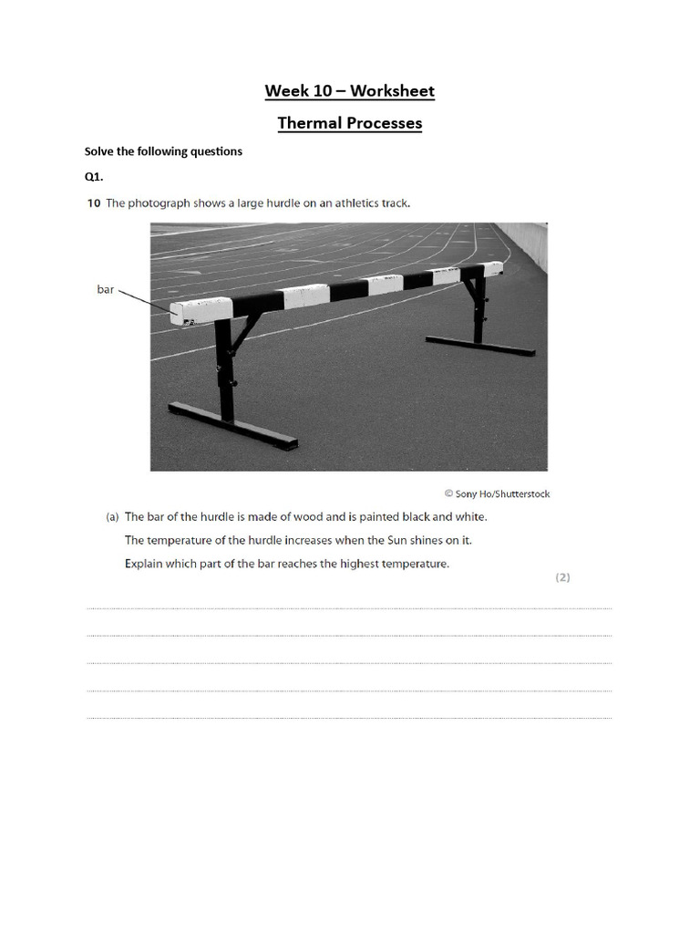 Week 11 - Worksheet - Thermal Processes - Edexcel | PDF