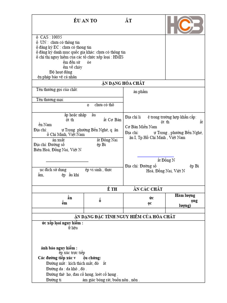 msds cacl2 tt28_vietnam | PDF