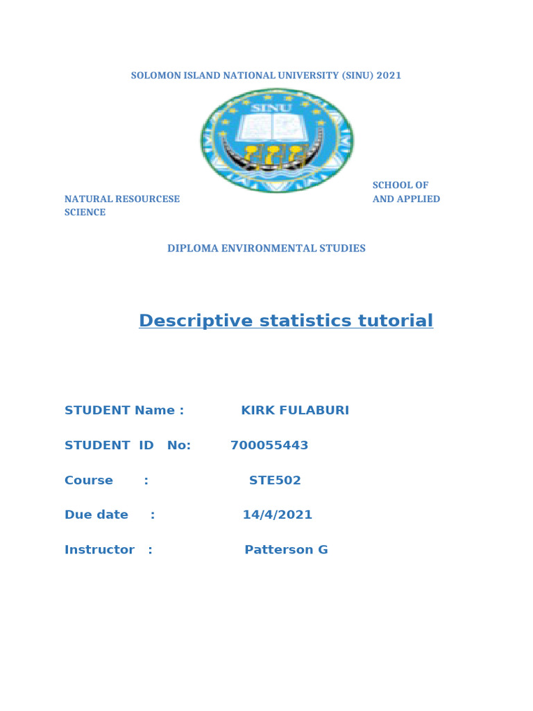Descriptive Statistic Tutorial | PDF | Statistical Analysis | Teaching Mathematics