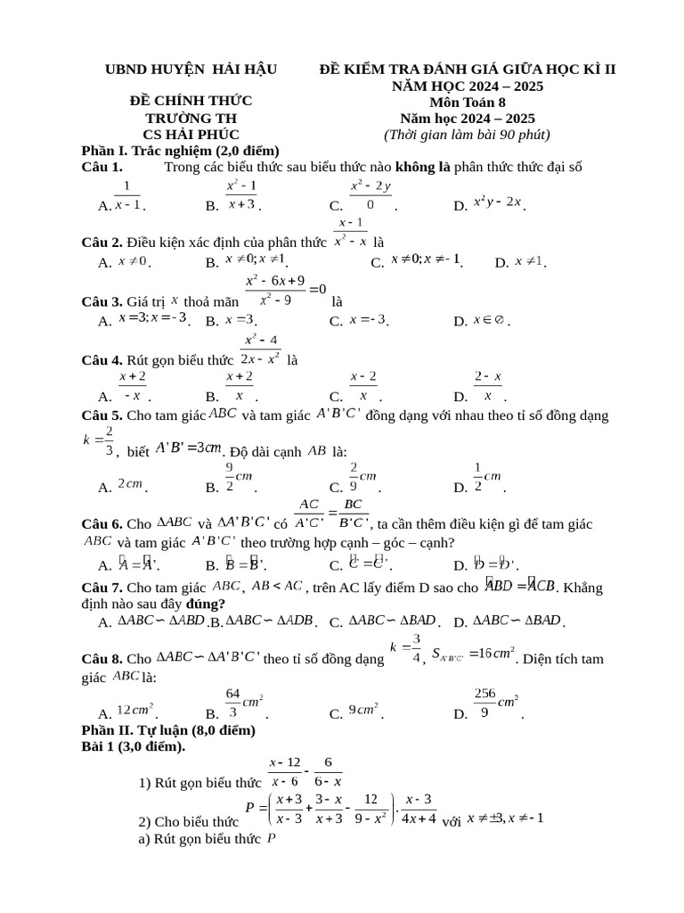 De Toan 8 - GHKII | PDF