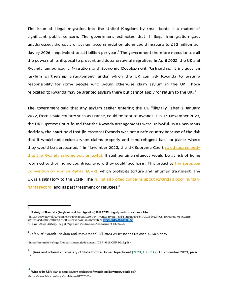 The Issue of Illegal Migration Into The United Kingdom | PDF | Asylum Seeker | Right Of Asylum