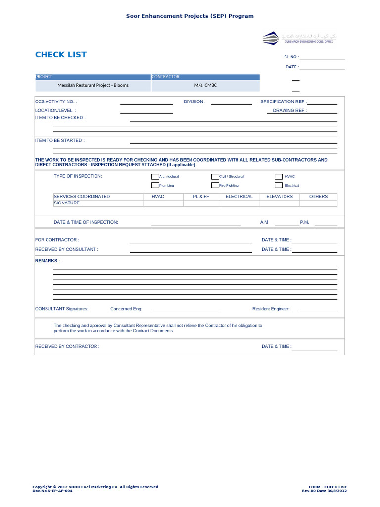 004 General Checklist | PDF