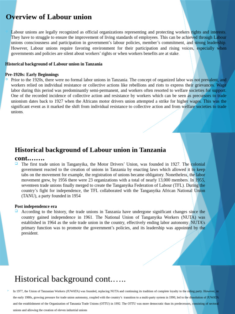 History and Role of Labour Unions in Tanzania | PDF | Trade Union ...
