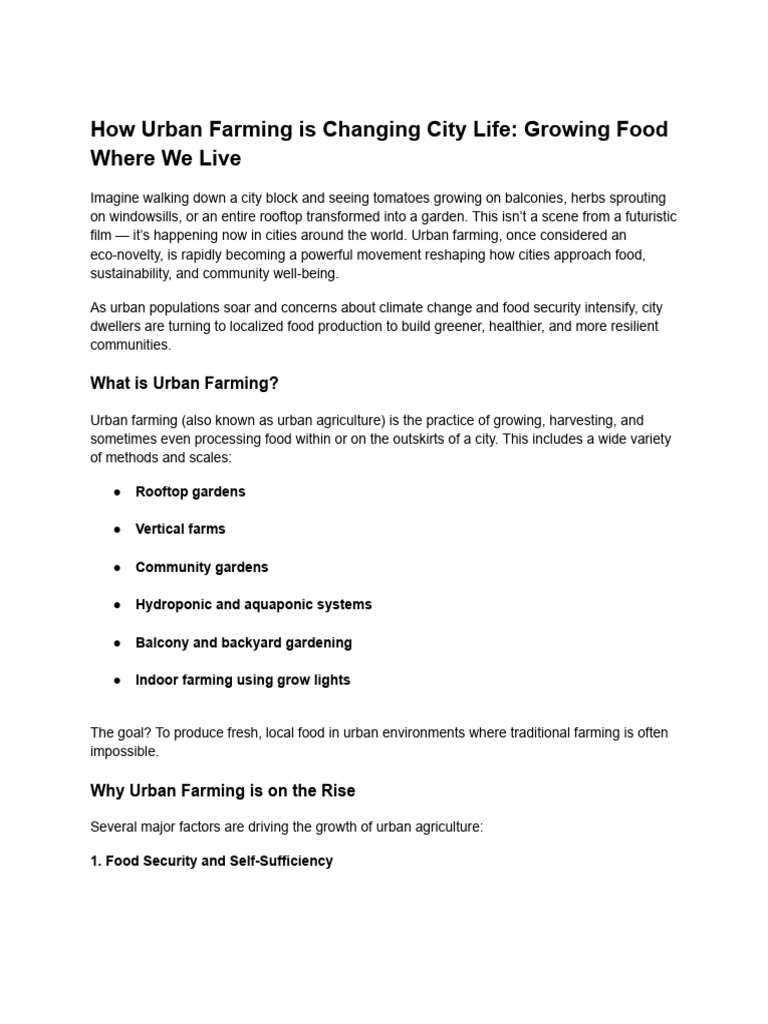 How Urban Farming Is Changing City Life - Growing Food Where We Live ...