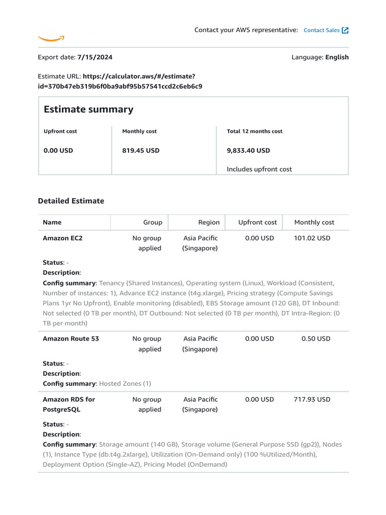 LMS-WebServer-aws - AWS Pricing Calculator | PDF